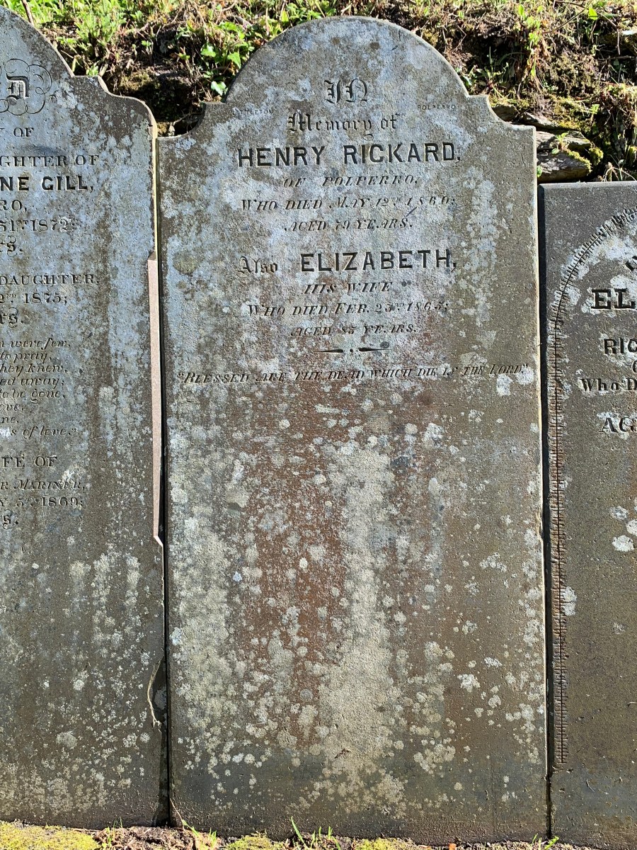 Elizabeth Rickard 1780-1865 – Talland Church Headstones