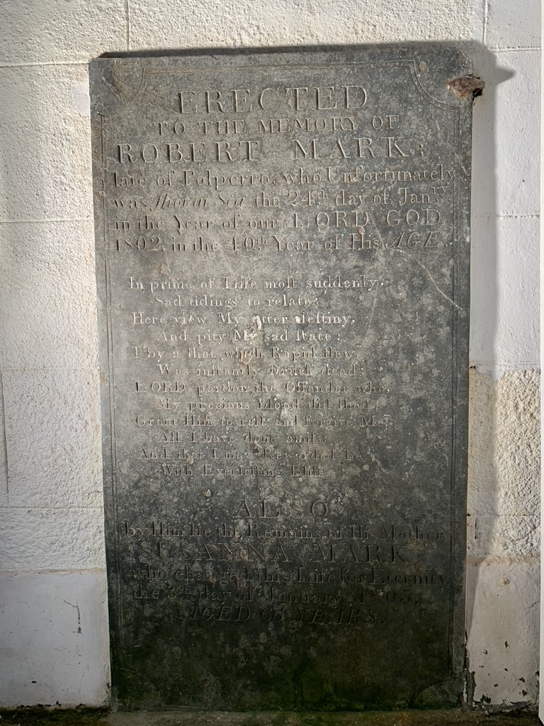 Robert Mark 1762-1802 & Susanna Mark 1739-1805 – Talland Church Headstones